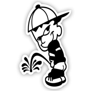 Calvin Bad Boy Peeing Funny Vinyl Sticker / Decal Black & White Color ...
